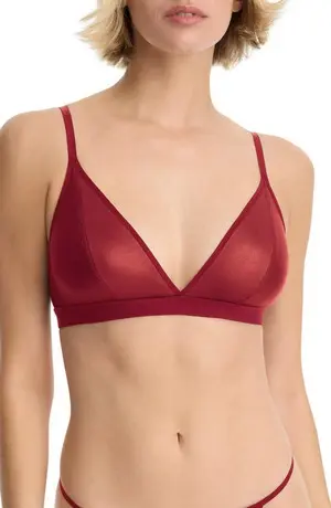 SKARLETT BLUE Late Night Faux Leather Triangle Bralette - Scarlet