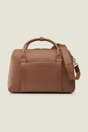 WOOL & OAK Full Grain Leather Weekender Duffle Suitcase - Sand