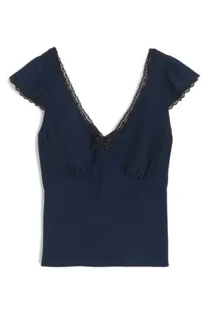 Madewell Layton Lace Trim V-neck Top
