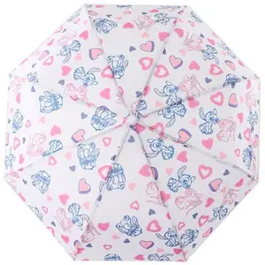 Disney Lilo And Stitch Stitch And Angel Heart Print Compact Umbrella Officially Licensed