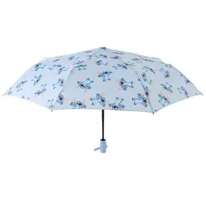 Disney Stitch Hands Up Floral Print Compact Umbrella Officially Licensed