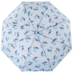 Disney Stitch Hands Up Floral Print Compact Umbrella Officially Licensed