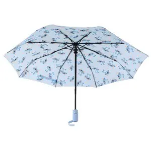 Disney Stitch Hands Up Floral Print Compact Umbrella Officially Licensed