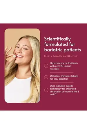 BARIATRIC ADVANTAGE Chewable Advanced Multi Vitamin Without Iron High Potency Daily Multivitamin 60 Count