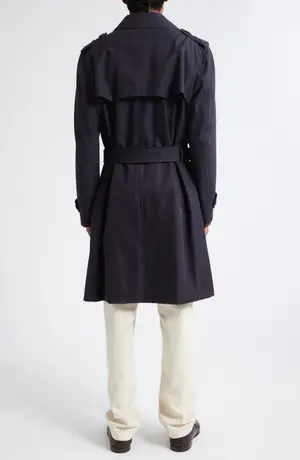 Isaia Cotton & Silk Double Breasted Trench Coat