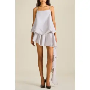 CONTESSA MILLS Todd Adjustable Strap Bubble Camisole Top Silver