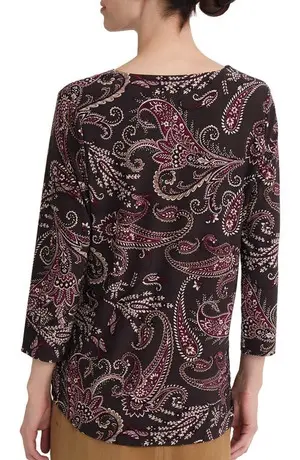 Jones New York Keyhole Paisley Crepe Top
