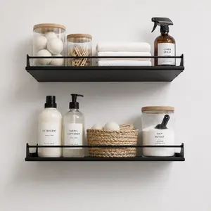 STOREYOUR The Haven Shelvesmetal Utility Wall Shelves2-pack - Black