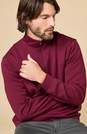 SOFTIES Dreamtech Athleisure Quarter Zip Pullover - Cherry Cola