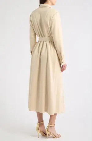 Anne Klein Belted Midi Shirtdress - Macadamia