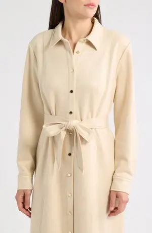Anne Klein Belted Midi Shirtdress - Macadamia