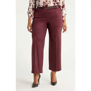 Anne Klein Wide Leg Faux Suede Pants - Barolo