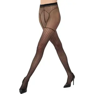 Wolford Illusion Garter Belt Polka Dot Tights - Black/black