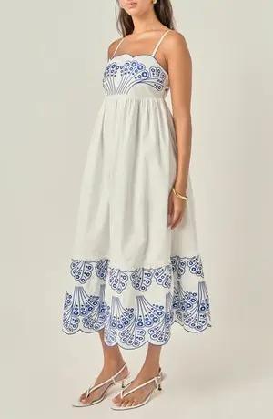 English Factory Embroidered Midi Dress