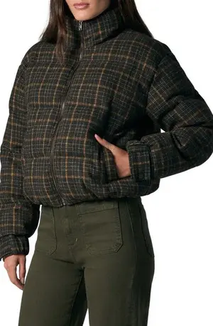 Joe's Jeans Bruna Plaid Wool Blend Puffer Jacket