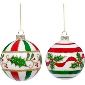 MARK ROBERTS Holly Ribbon Ball Ornament - Red