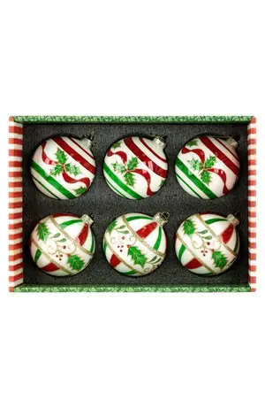 MARK ROBERTS Holly Ribbon Ball Ornament