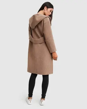 BELLE & BLOOM Wool Blend Hooded Coat - Oat