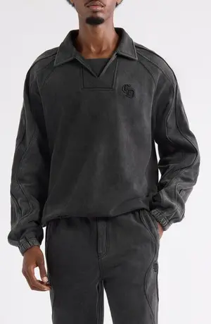 CRIMINAL DAMAGE Wavy Seam Collared Sweatshirt