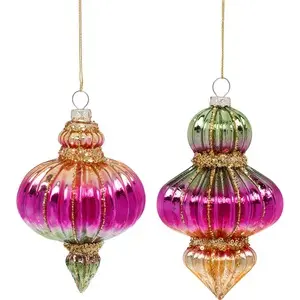 MARK ROBERTS Ribbed Finial Ornament - Fuschia