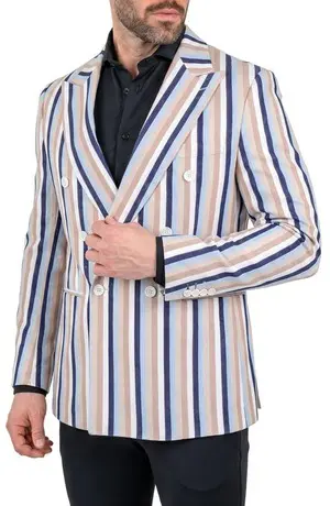 MACEOO Socrate Striped Double Breasted Sport Coat