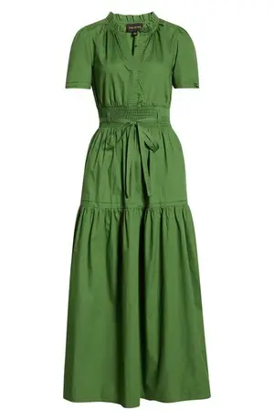 SUGARLIPS Jennis Belted Cotton Maxi Dress - Olive