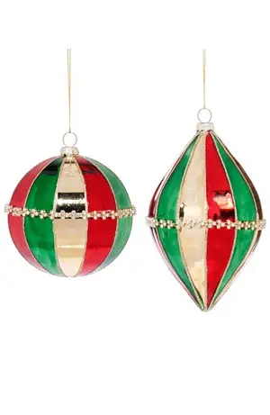 MARK ROBERTS Striped Jewel Ornament - Red