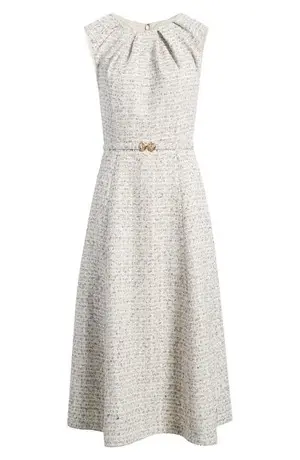 Anne Klein Fit & Flare Tweed Midi Dress
