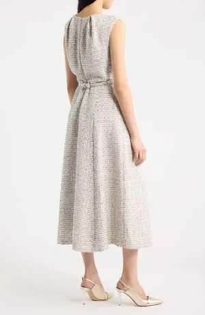 Anne Klein Fit & Flare Tweed Midi Dress