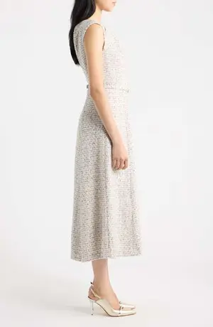 Anne Klein Fit & Flare Tweed Midi Dress
