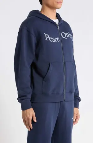 MUSEUM OF PEACE & QUIET Stencil Logo Graphic Zip Hoodie