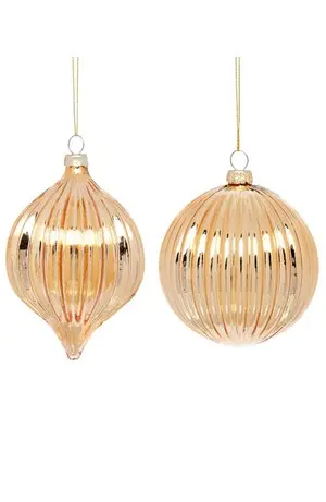 MARK ROBERTS Ribbed Gold Ornament - Amber