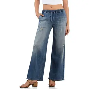 HINT OF BLU Distressed Wide Leg Jeans - Denim Coast