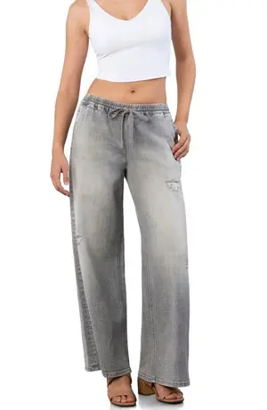 HINT OF BLU Knotty Drawstring Jeans - Grey Blue