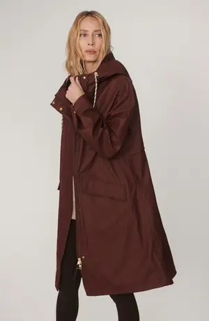 Varley Tovera Long Rain Jacket - Mahogany
