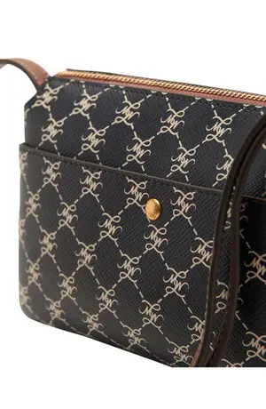Mango Logo Faux Leather Crossbody Bag - Navy