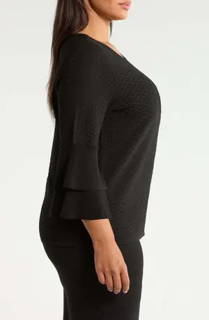 KASPER Double Flare Sleeve Bateau Neck Sweater