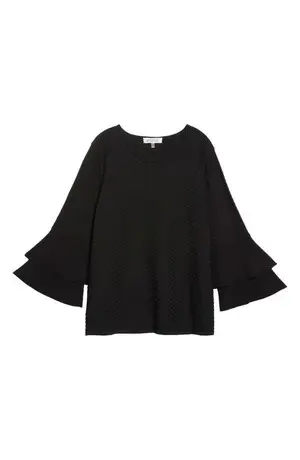 KASPER Double Flare Sleeve Bateau Neck Sweater