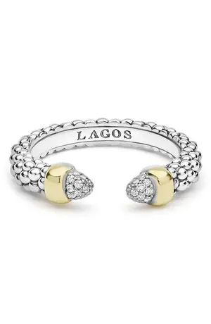 Lagos Signature Caviar 14k Gold & Diamond Ring