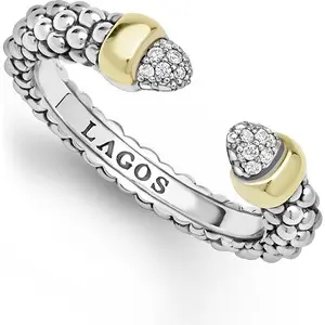 Lagos Signature Caviar 14k Gold Diamond Ring - Two-tone