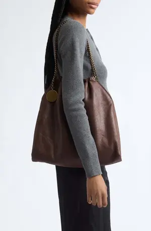 Stella McCartney Medium Falabella Drawstring Faux Suede Shoulder Bag - Mahogany