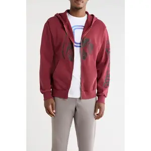 OVERTIME Graphic Zip Hoodie - Red