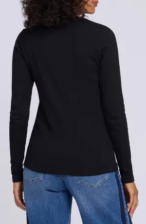 NYDJ Emery Rib Henley Top - Black