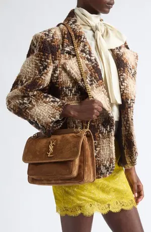 Saint Laurent Medium Suede Shoulder Bag - Caramel Cognac