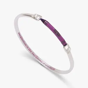 ALEX AND ANI Crayola Royal Purple Crayon Tension Bangle - Silver