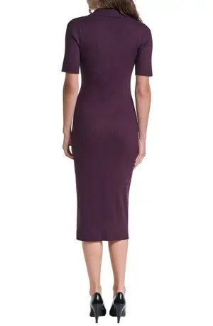 Karl Lagerfeld Paris Ribbed Midi Sweater Dress With Button Details