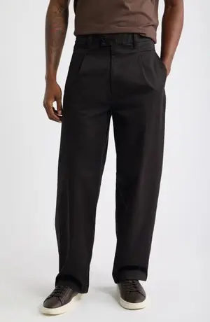 BOSS Pleated Wide Leg Trousers - Black