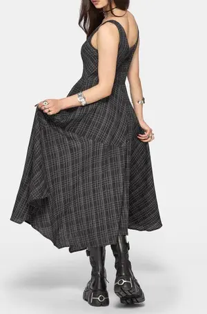 DISTURBIA Caledon Check Gauze Maxi Dress