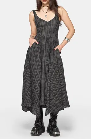 DISTURBIA Caledon Check Gauze Maxi Dress