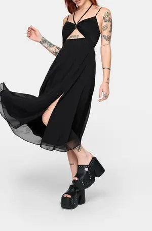 DISTURBIA Calla Keyhole Halterneck Midi Dress